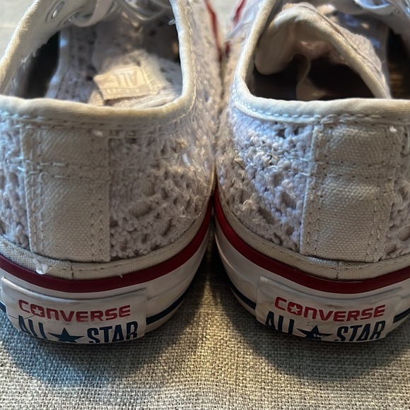 Converse | Shoes | Htf Crochet Look White Converse | Poshmark